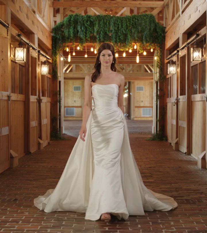 Satin Column Wedding Dress with Detachable Overskirt Satin Column Wedding Dress with Detachable Overskirt